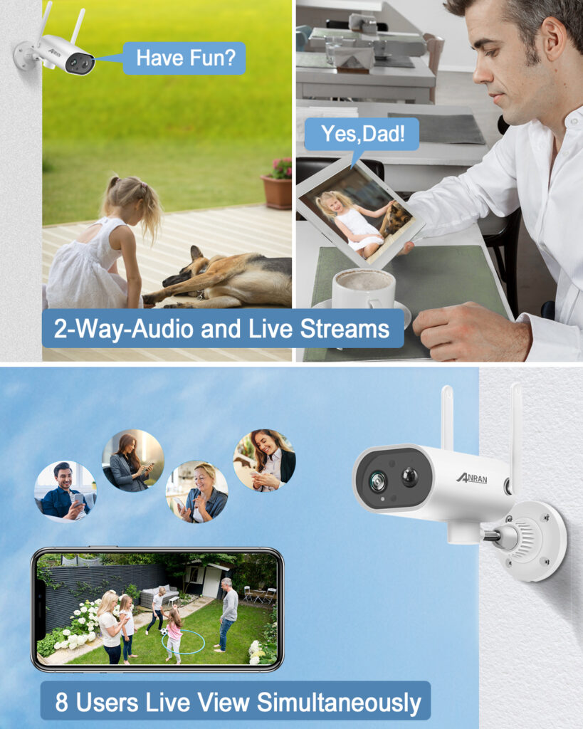 ANRAN 2K/4MP Solar Security Camera with Base Station, Spotlight ...