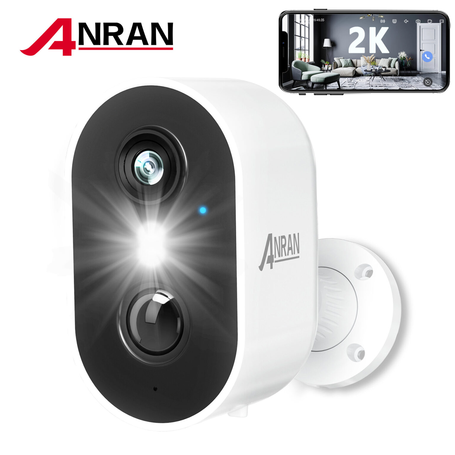 ANRAN 2K Wireless Outdoor Security Camera with Spotlight, Waterproof, PIR Detection, 2.4Ghz Wi ...