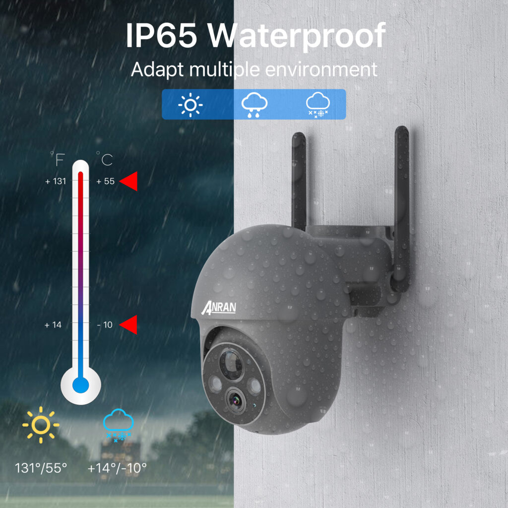 ANRAN Wireless Solar Security Camera Outdoor with 360° View, 2K Outdoor ...